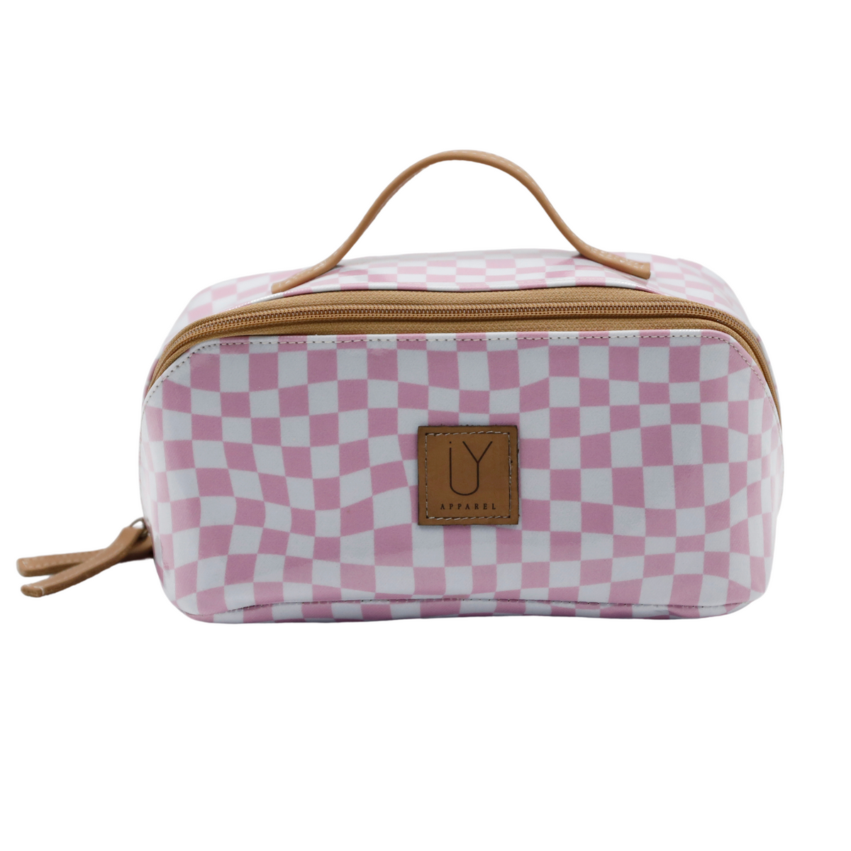Large Cosmetic Bag - Warped Check Pink — IY Apparel