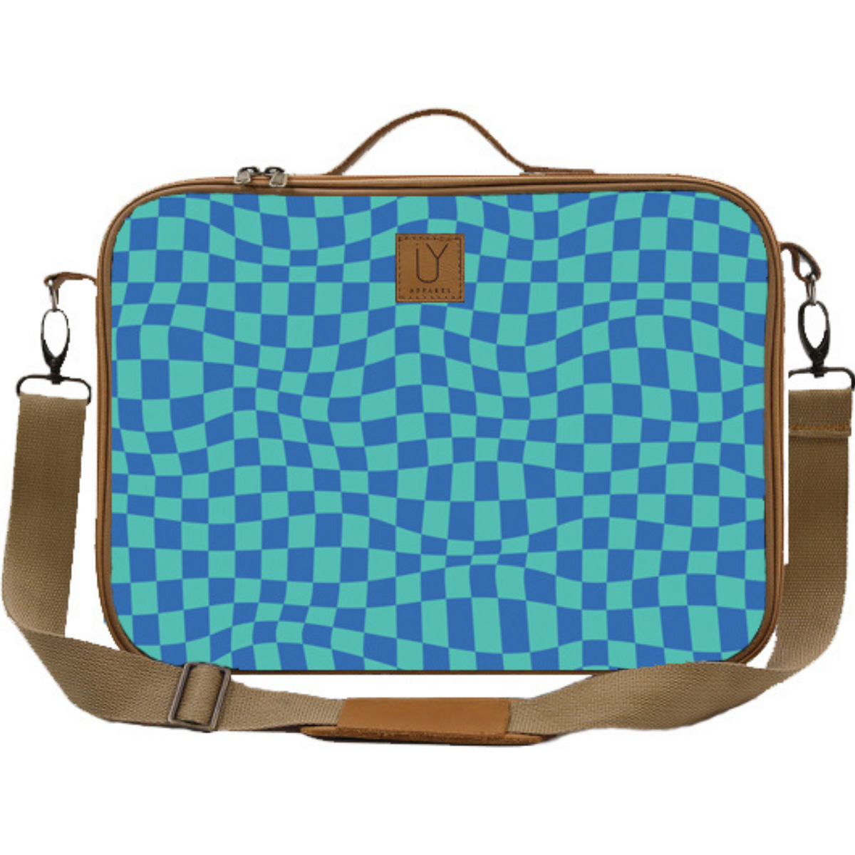 Laptop Bag - Warped Check Aqua — IY Apparel