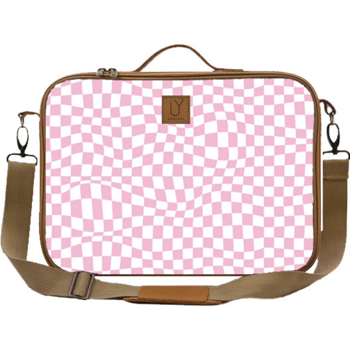 Laptop Bag - Warped Check Pink — IY Apparel